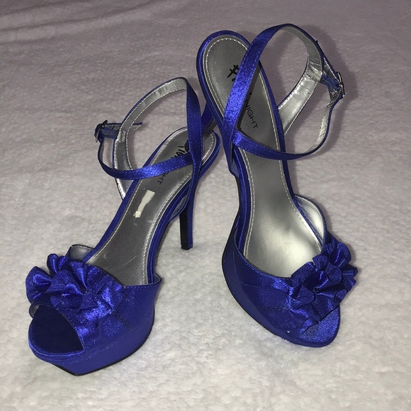 FIONI Clothing | Shoes | Fiona Night Royal Blue Satin Platform ...